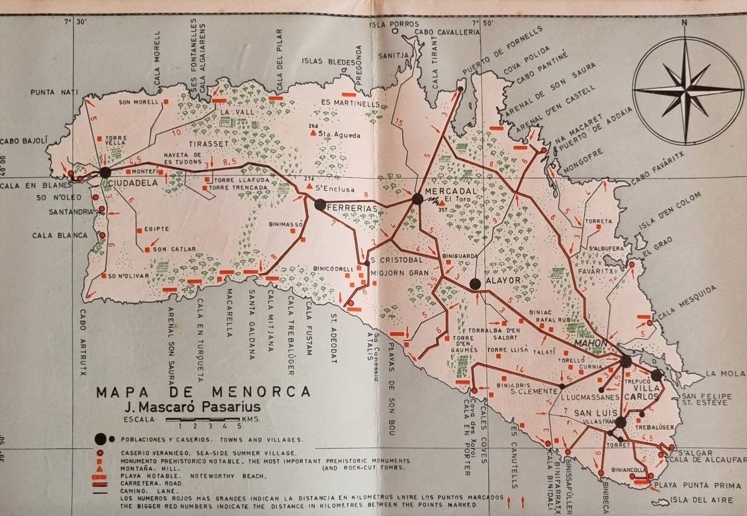 Mapa de Menorca y planos de Mahón y Ciudadela. 1965 – Josep Mascaró ...