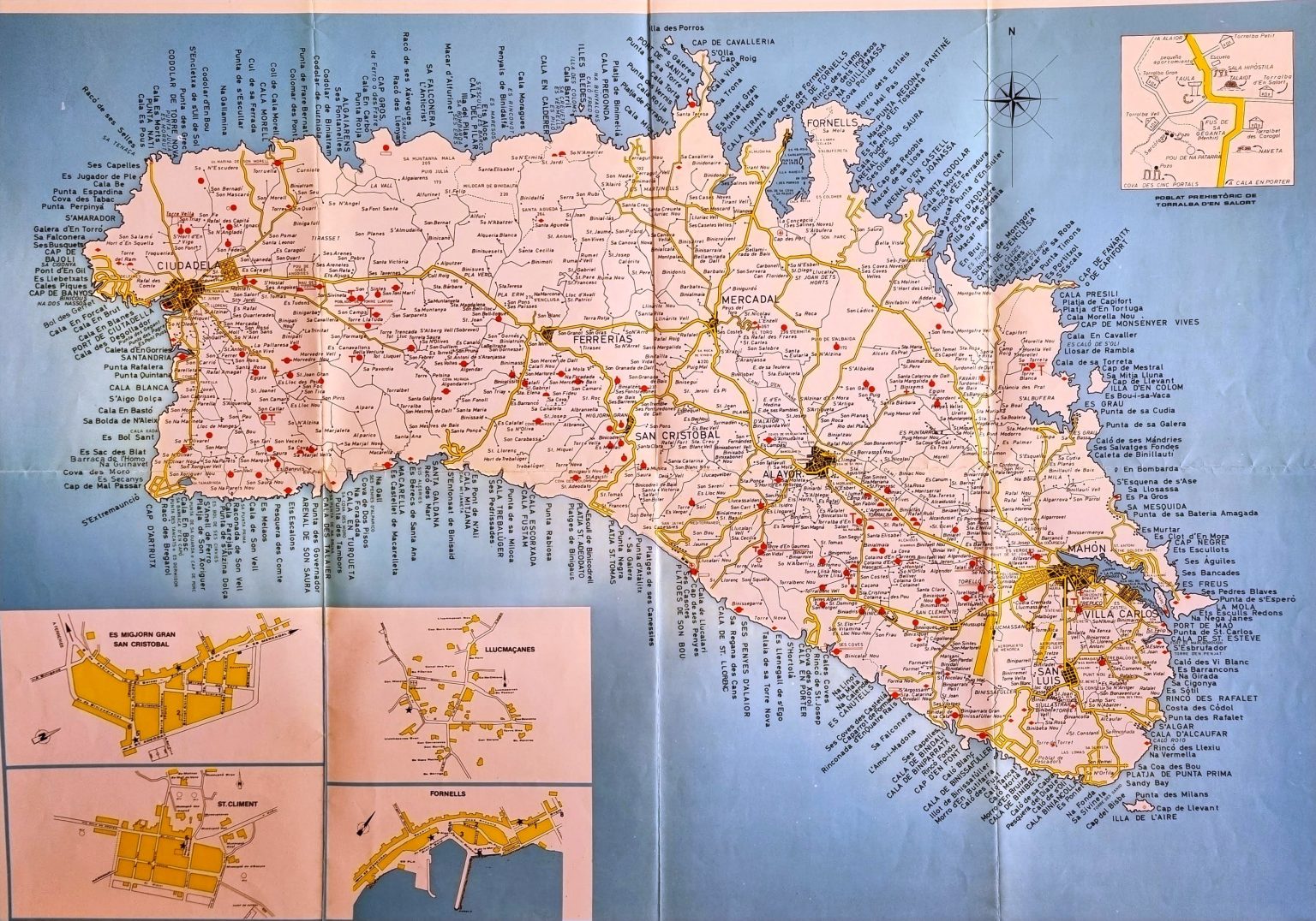 Mapa arqueológico de Menorca y planos de todos los pueblos de la isla ...