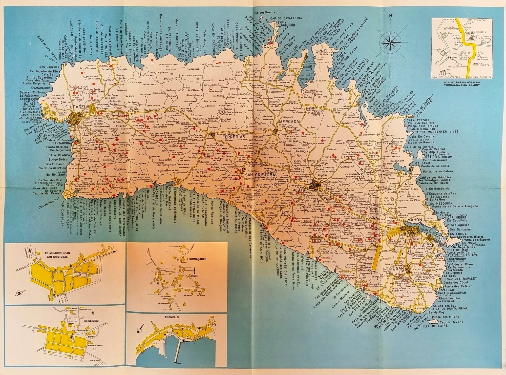 Mapa arqueológico de Menorca y planos de todos los pueblos de la isla ...