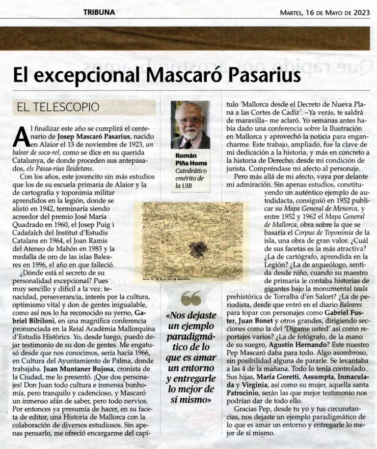 Centenari JMP – Josep Mascaró Pasarius